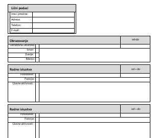 CV OBRAZAC | Zaposlimo Srbiju